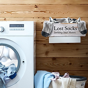 Farmhouse Lost Socks Storage Funny Laundry Sign Wooden Storage Baskets Laundry Room Storage Missing Socks Laundry Decor Farmhouse Sock Basket for Laundry Room Wall Decor (11.02 x 3.54 x 3.54 Inch)