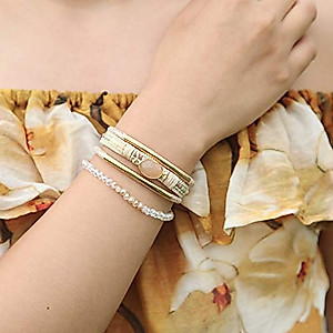 FANCY SHINY Leather Wrap Bracelets Crystal Beads Bracelet Boho Cuff Stone Charm Bracelets with Clasp Costume Jewelry for Women(Beige)