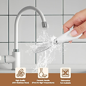 2 Pack Stainless Steel butter Spreader Knife with White Porcelain Handle, 3-in-1 Kitchen Gadgets,5.11 Inch. Butter Spreader for Bread Smear Butter, Jam, Peanut Butter (Butter Knief)