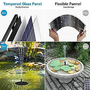 POPOSOAP Solar Water Fountain Pump with 3000mAh Battery, 7W Solar Bird Bath Fountain Pump with 16.64Ft Cable, 10 Nozzles & PVC Tubing, Solar Water Pump for Bird Bath Garden Fish Tank Pond Yard