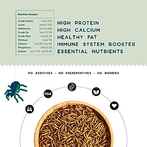 Slithering Delights Dried Mealworms for Reptiles - 3.5 oz lizard food for Bearded Dragon & Reptile Food Treats for Pet Lizard, Gecko, Tropical Fish and Birds, Turtles - Dehydrated High Protein content