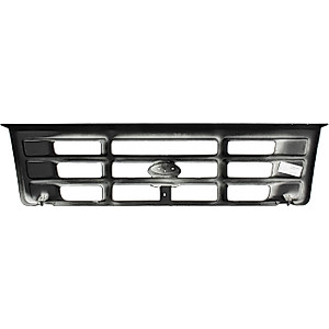 Evan Fischer Grille Assembly Compatible With 1992-1996 Ford Bronco, Fits 1992-1996 Ford F-150 Painted Black Shell and Insert Plastic Grille