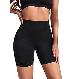 X-SNOW FALCON Women Gym Workout Seamless Shorts High Waisted Biker Scrunch Butt Booty Athletic Yoga Shorts Black