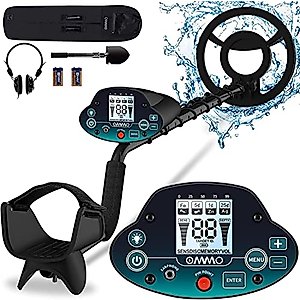 OMMO Metal Detector for Adults, High Accuracy Adjustable Waterproof Metal Detector, with Pinpoint & Disc & All Metal Mode, Great for Detecting Gold, Coin, Treasure Hunting
