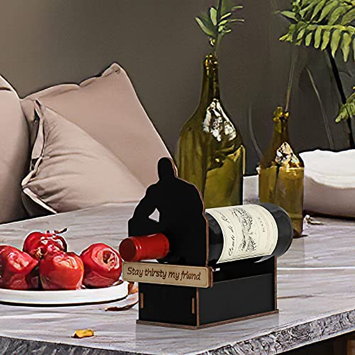 OtNiap Barry Wood Wine Bottle Holder - Single Wine Bottle Holder,Tabletop Wine Holder Adult Creative Decoration ,Dinning Table Decoration Wine Storage for Kitchen Home Bar- Great Gift for Prank Gifts