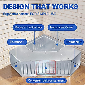 Humane Rat Trap,Extra Large Reusable Automatic Rat Trap,Didirectional Combined Continuous Rat Traps Cage,No Bait,Mouse Stations for Mice Outdoor and Indoor,Keeps Children and Pets Safe