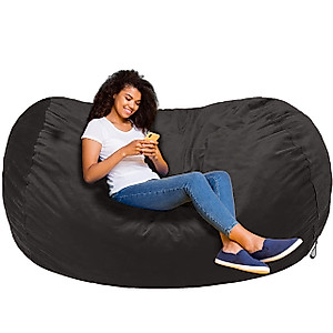 Amazon Basics Memory Foam Filled Bean Bag Lounger with Microfiber Cover, 6 ft, Grey, Solid