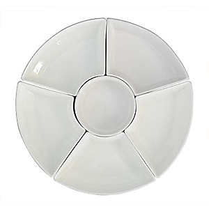 Serving Tray and Serving Dishes, RANDEFURN 7-Set Gold Platters for Parties,15.5 x 15.5 inches, Divided Serving Trays & Platters, Portable Handle,Gold