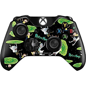 Skinit Decal Gaming Skin Compatible with Xbox One Controller - Officially Licensed Warner Bros Rick and Morty Portal Pattern Design