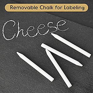 LAVEMCH 4 Pack Slate Cheese Boards, 12” x 8” Charcuterie Boards Sussi Plate Stone Tray with 4 Pieces Soapstone Chalks for Cheese, Meats, Appetizers, Dried Fruits, Gourmet, Black