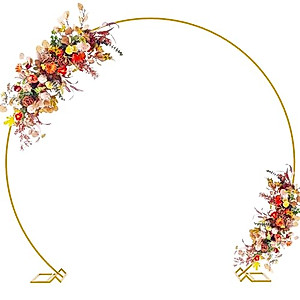Asee'm 8.5FT Gold Large Wedding Arch Round Backdrop Stand Circle Metal Floral Balloon Frame for Party Anniversary Birthday Graduation Valentine Ceremony Decorations