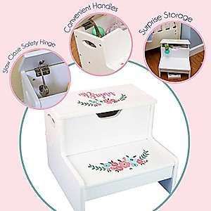 Personalized Rubber Ducky White Childrens Step Stool with Storage