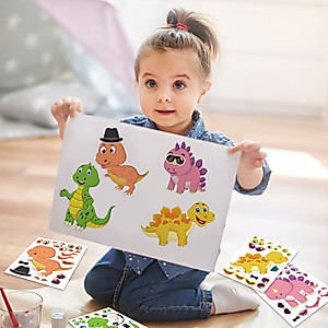 24 Sheets 8.27''×5.9'' Make Your Own Stickers for Kids Toddlers, Make a Face Stickers Mix and Match with Unicorns Dinosaur Horse and Sea Animals for Kids Party Favors Activities