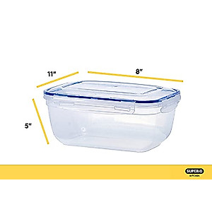 Superio Sealed Food Storage Container, 4.2 Qt, Airtight Leak Proof Meal Prep Containers, Rectangle Shape, Microwave and freezer safe, BPA-free Plastic (1, 4.2 Quart)