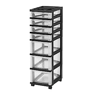 IRIS USA Craft Plastic Organizers and Storage,7 Drawers, Black/Pearl & IRIS USA Craft Organizers and Storage, Rolling Storage Cart for Classroom Supplies, 7 Drawers, Black