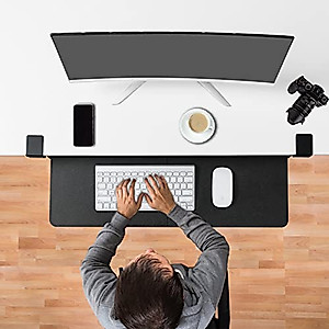 ETHU Keyboard Tray Under Desk, 26.77" X 11.81" Large Size Keyboard Tray with C Clamp-on Mount Easy to Install, Computer Keyboard Stand, Ergonomic Keyboard Tray for Home and Office (Black)
