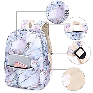 Bluboon Teen Girls School Backpack Kids Bookbag Set with Lunch Box Pencil Case Travel Laptop Backpack Casual Daypacks (Marble 5)