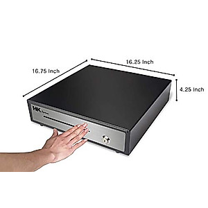 HK SYSTEMS 16" Heavy Duty Black Manual Push Open Cash Drawer with 5Bill/5Coin Stainless Steel