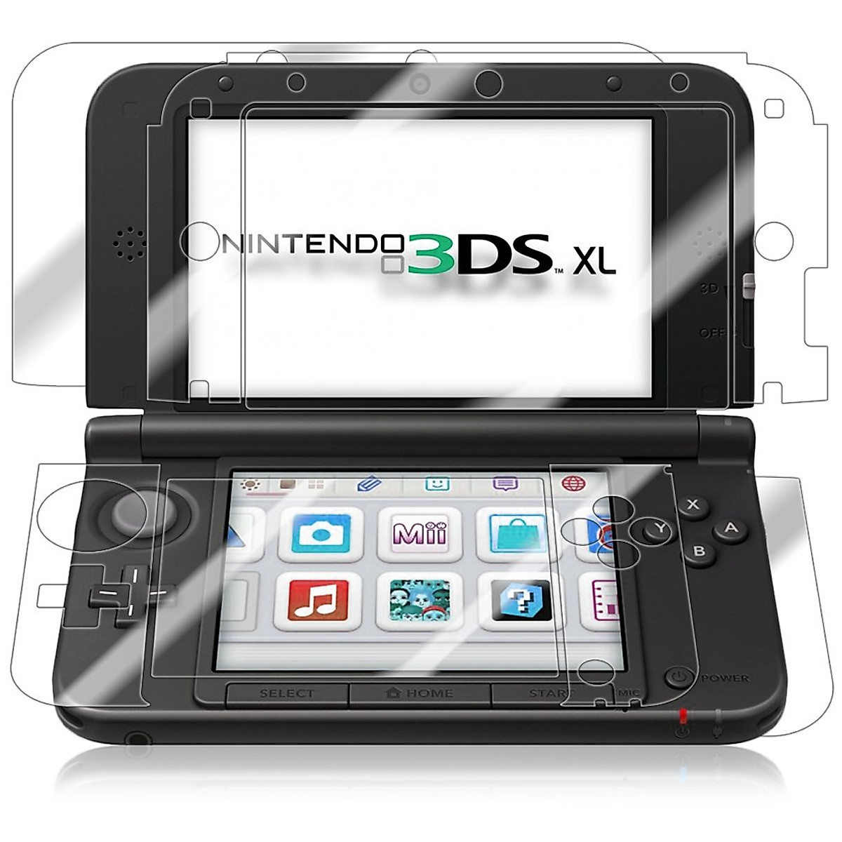Skinomi Full Body Skin TechSkin Protector for Nintendo 3DS XL (2012, 1st Generation) (Screen Protector + Back Cover) HD Film