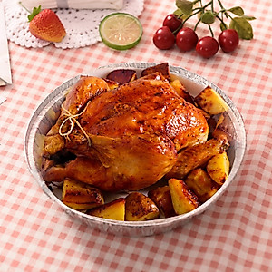 ABuff 50 Pack 9 Inch Round Aluminum Pans with Lids, Disposable Foil Pans Pie Tins Tray, Takeout Food Containers for Baking Roasting Broiling Cooking Storage and Takeout, Freezer & Oven Safe