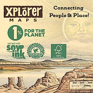 Xplorer Maps Acadia National Park Canvas Tote Bag with Handles, Cloth Grocery Shopping Bag, Reusable & Eco-friendly Bag, 100% Cotton, Washable, 18 wide x 15 tall