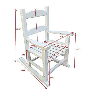 Child's Rocking Chair Solid Wood Kids Rocking Chair,Wooden Rocker Chair for Children Aged 3-7,Oak Rocking Chair for Front Porch/Outdoor/Indoor,Plywood Rocking Chair (White-2)