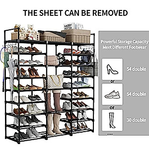 Kottwca Shoe Rack Organizer for Entryway Closet, 9 Tiers Metal Shoe Storage Shelf for 50-55 Pairs Shoe and Boots, Space Saving Large Shoe Cabinet for Bedroom Cloakroom Hallway