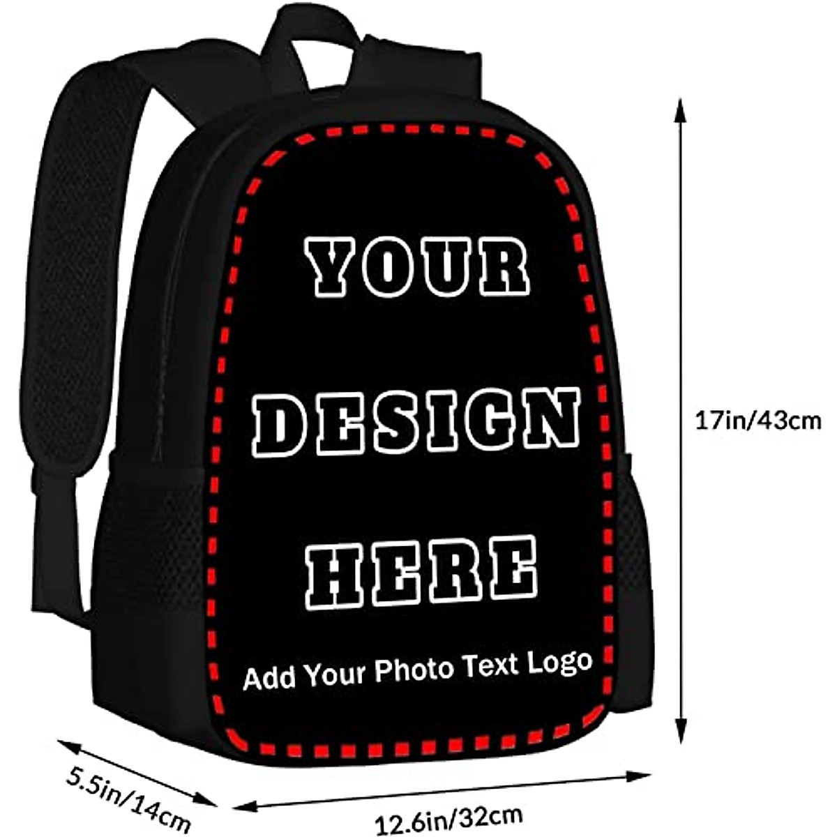 UJDUYSD Custom Backpack for Boy Girl, Custom Personalized Text Image Backpack, Customize Laptop Backpack for Men Women, Custom 17In Casual Travel Backpack