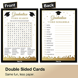 Papery Pop 2024 Graduation Party Games - Set of 4 Games for 30 Guests - Double Sided Cards - Graduation Party Supplies