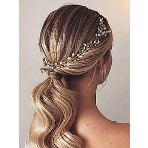 EARENT Bride Wedding Crystal Hair Vine Bridal Long Headband Wedding Hair Piece Rhinestone Hair Accessories for Women and Girls (Silver)
