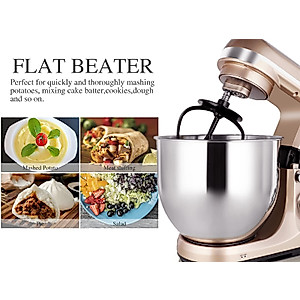 MURENKING Professional Stand Mixer, 6-Qt with Timer, MK37 500W 6-Speed Tilt-Head Food Electric Mixer Kitchen Machine,Plastic (Champagne)