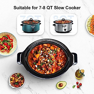 Silicone Crock Pot Liner, Reusable Slow Cooker Liner, Suitable For Microwave, Oven, 7-8 Quart Oval Slow Cooker Crock Pot (Black)