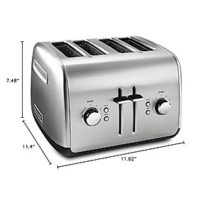 KitchenAid KMT4115SX Stainless Steel Toaster, Brushed Stainless Steel, 4 Slice (Pack of 1)