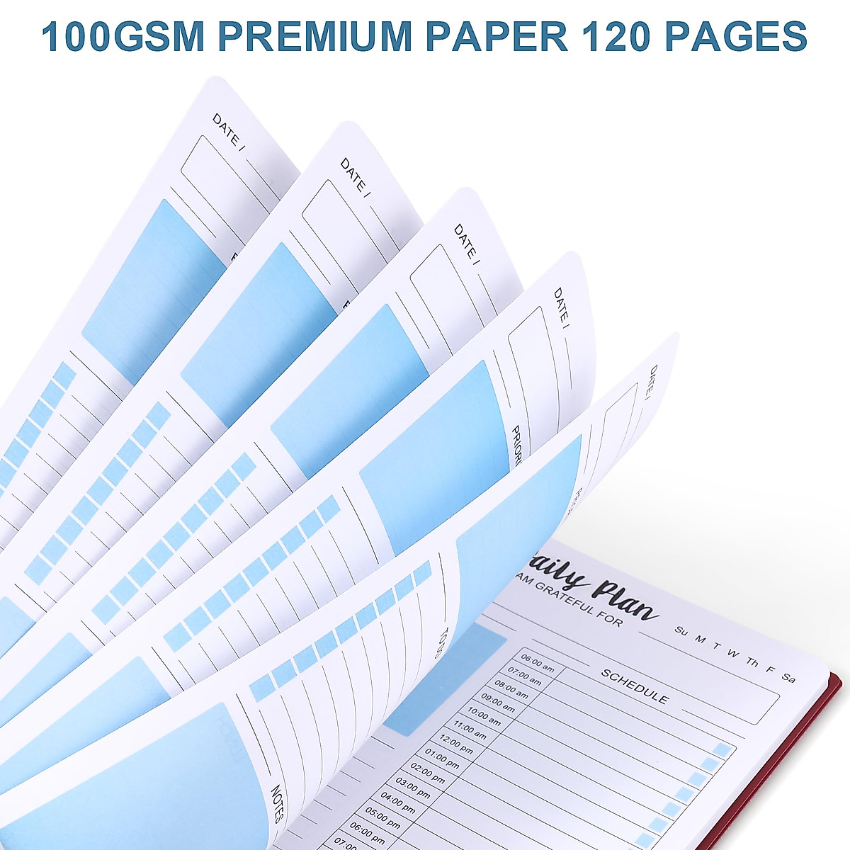 SeQeS Undated Daily Planner Notebook - Hourly Schedule, To-Do Lists, Meal Planning, and More - Perfect for Men and Women On-the-Go - 120 Pages (7x10")" (Green)