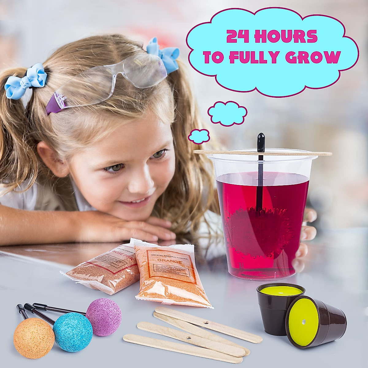 Crystal Growing Kit, Arts and Crafts Science Kits for Kids 4-6-8-12, Toys for Girls Boys Age 6+, 6 7 8 9 10 11 Year Old Girl Birthday Gift Ideas