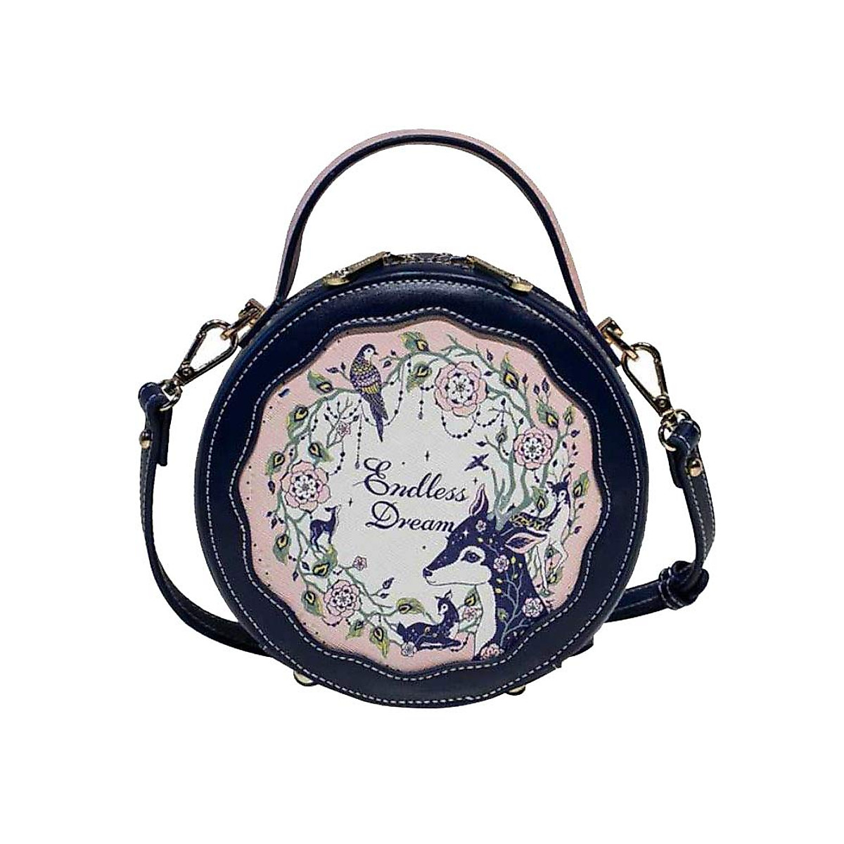 Nite closet Lolita Purses Crossbody for Women Small Handbag Cute Round Shoulder Bag (Navy)
