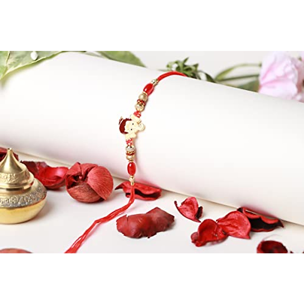 spelerio Rakhi for Brother Bhai Men Small Bro Rakshabandhan Thread Ganesha Rakhis for Raksha Bandhan Pack of 2 - AE82