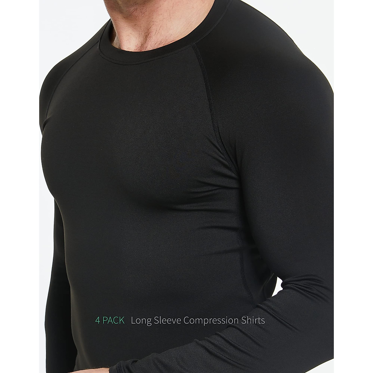 4 Pack Men's Compression Shirts Long Sleeve UPF SPF Rash Guard Workout Base Layer Undershirt Gear M