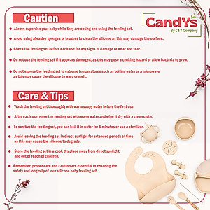 Baby Led Weaning Supplies Silicone Baby Feeding Set–11Pcs Baby Feeding Supplies with Suction Bowl and Plate, Fork, Spoon, Bib, Sippy Cup, Food-Grade Silicone Baby Utensils (Beige)