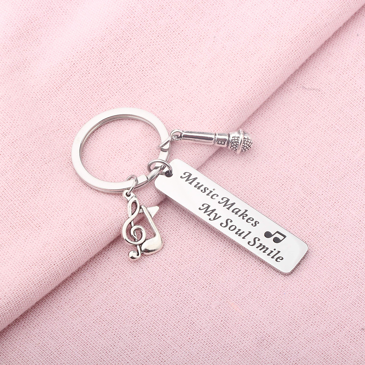 UJIMS Music Lovers Gift Singer Microphone Keychain Music Makes My Soul Smile Gift for Music Teachers Musicians (Singer Microphone Keychain)