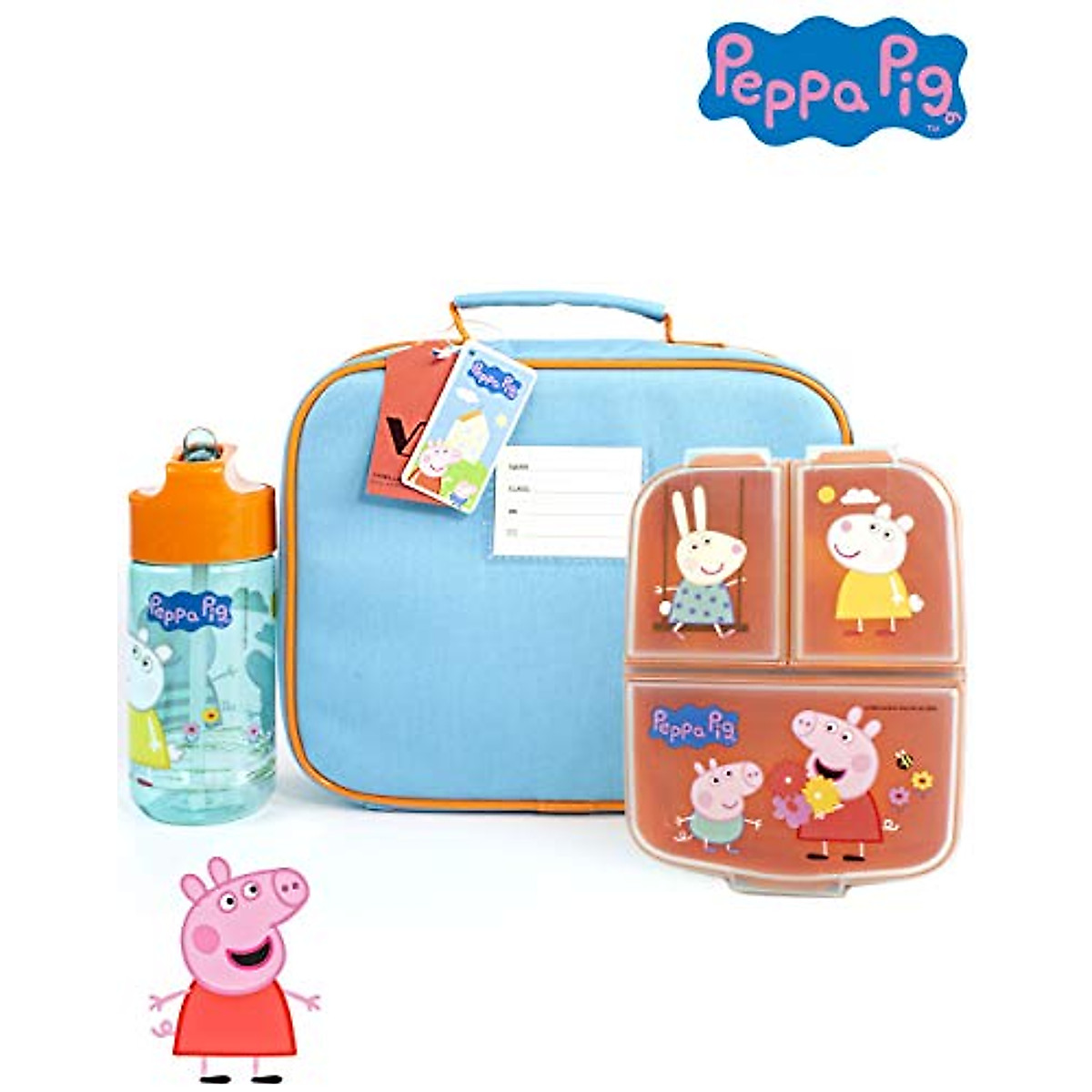 Peppa Pig Lunch Bag Set (Lunch bag, 430ml BPA Free Bottle & Lunch box)