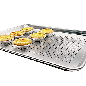 Firsmat Aluminum Perforated Half Sheet Pan For Baking Half Size Bakery Sheet Tray Metal Cookware Medium Bakeware 13x18 inches