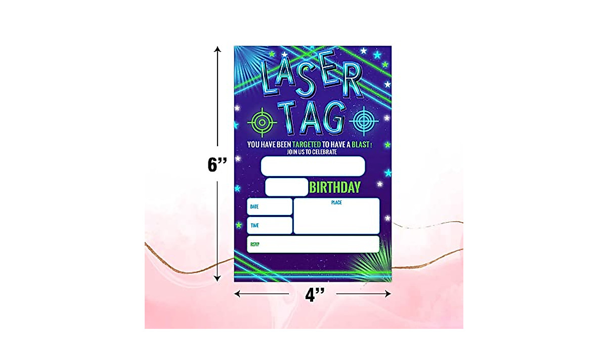 WUINCK Neon Laser Tag Party Invitations - 20 Pack