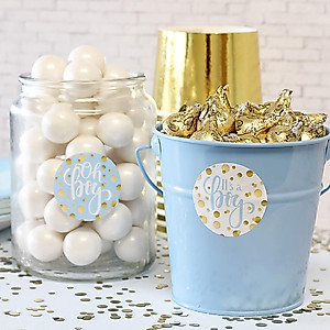 Blue and Gold It's a Boy Baby Shower Favor Stickers, 1.75 in. Thank You Stickers & Envelope Seals - 40 Labels