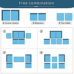 GODAFA 6 Piece Outdoor Patio Furniture Set All-Weather PE Rattan Conversation Sectional Sofa with 2 Tea Tables for Backyard Porch Poolside, Brown Wicker+Beige Cushion