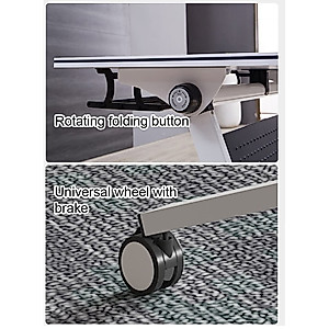 GUINJO 4 pcs Flip Top Mobile Training Table with Modesty and Lockable Wheels,Ready to Unfold and Use, Foldable Conference Tables (Color : White, Size : 120 * 60 * 75cm)