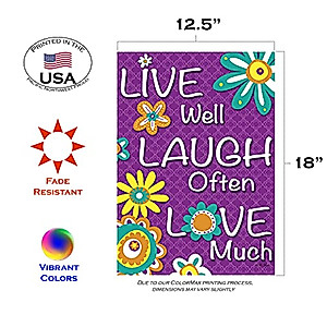 Toland Home Garden 119795 Live Laugh Love 12.5 x 18 Inch Decorative, Garden Flag (12.5" x 18"), Multicolored