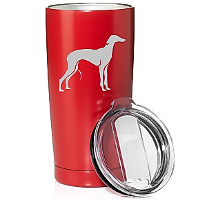 Smooth Body Tumbler Stainless Steel Vacuum Insulated Travel Mug Cup Gift Greyhound (Red, 20 oz)