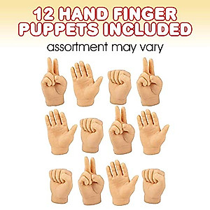 ArtCreativity Hand Finger Puppets, Set of 12, Soft Realistic Feeling Finger Puppets, Comfortable Silicone Rock Paper Scissors Game, Fun Prank Toys and Gag Gifts, Goodie Bag Fillers for Boys and Girls