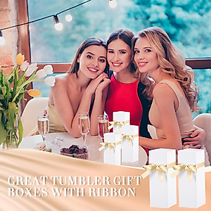 Qilery 12 Sets Gift Boxes with Ribbon for Sublimation Tumbler Gift Boxes for 12oz, 20oz, 30oz Glass Exhibition Boxes Tumbler Boxes for Shipping Cup Boxes Gift Packaging Box for Tumbler Cup (White)
